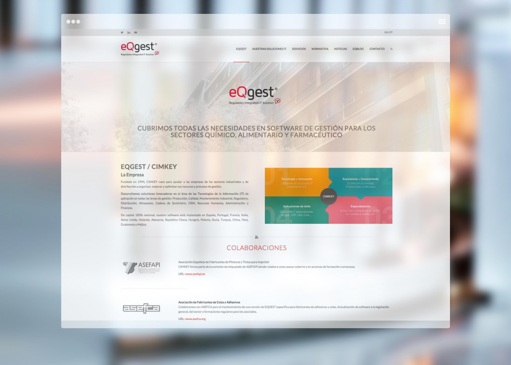 Diseño y desarrollo de web corporativa para eQgest